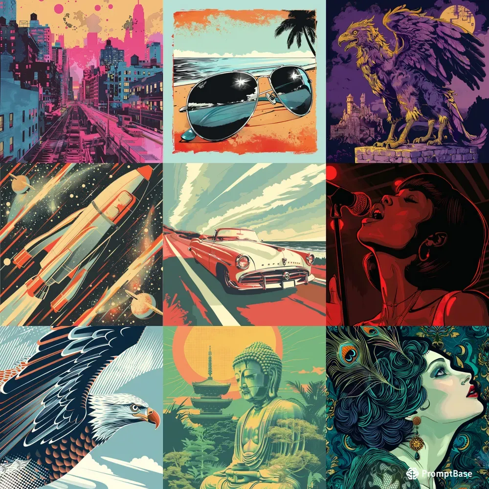 Retro Screen Print Series Art Midjourney Prompt | PromptBase