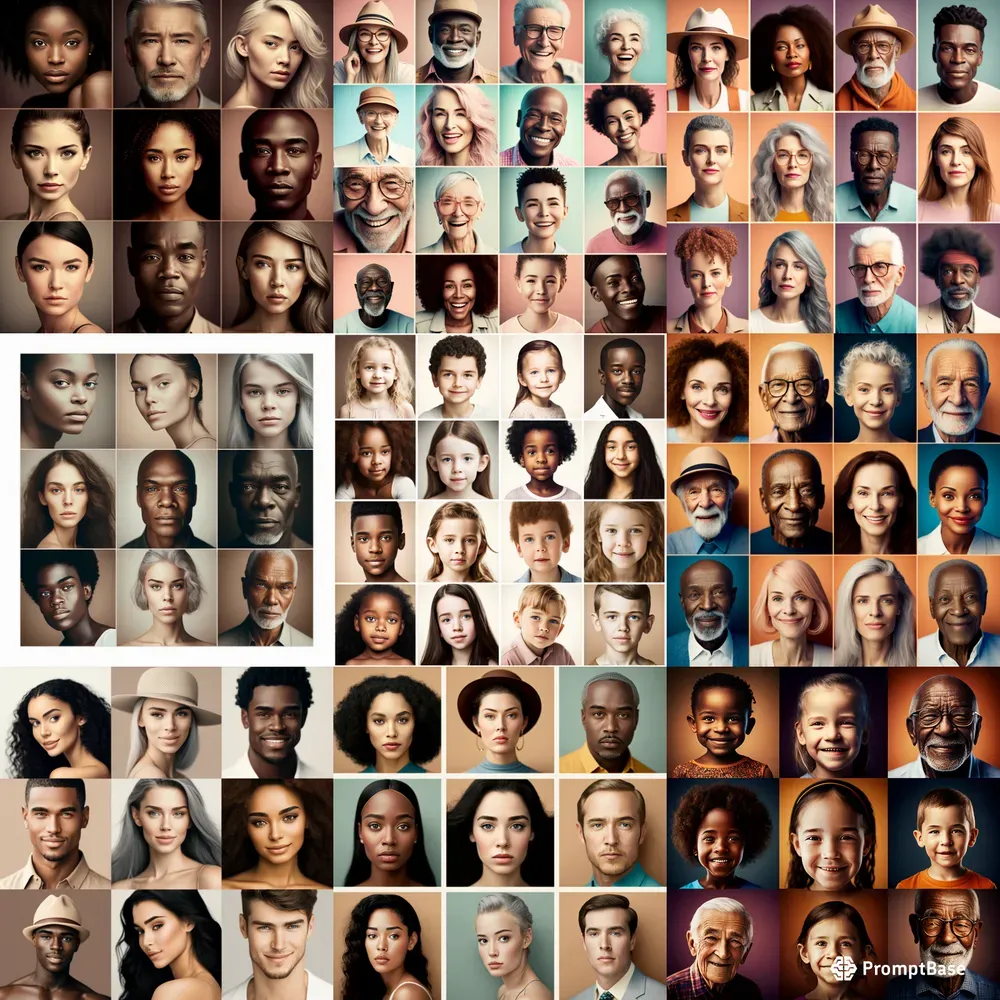 Group Composite Portraits Collages Midjourney Prompt | PromptBase