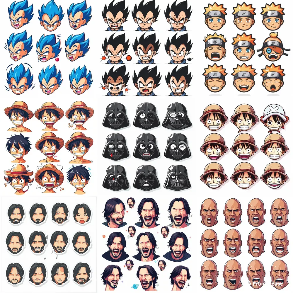 Title Emotes 2D Twitch Famous Characters Midjourney Prompt | PromptBase