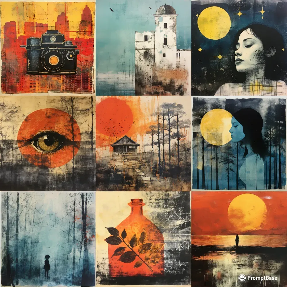 Artistic Handcrafted Monoprints Midjourney Prompt | PromptBase
