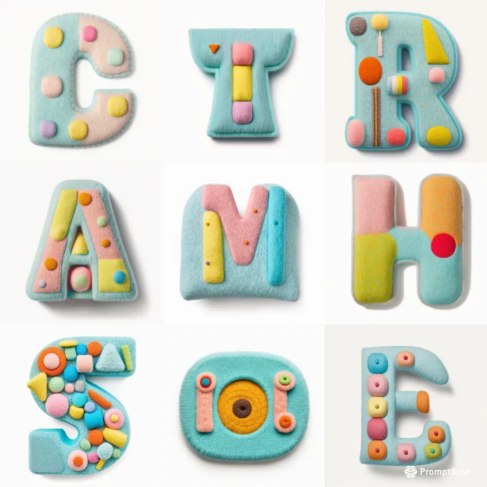 Cute Felt Letters Initials Midjourney Prompt | PromptBase