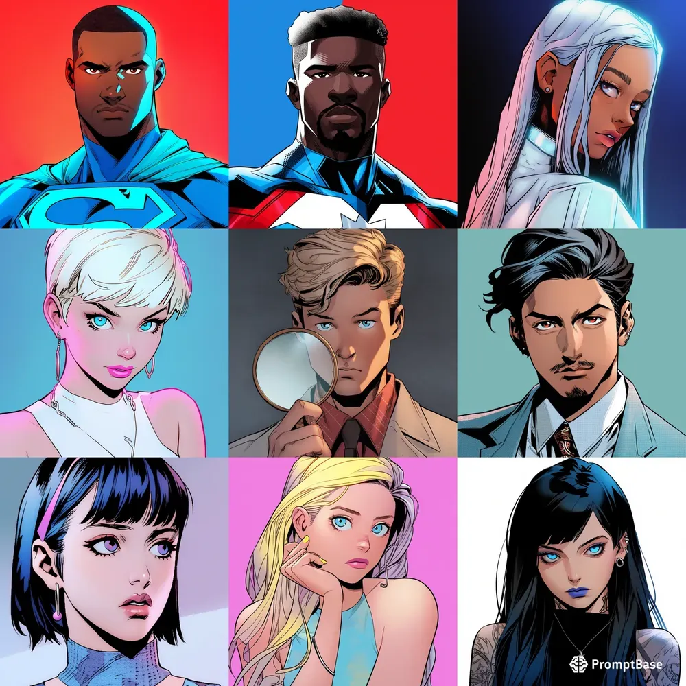 Classic Marvel Dc Comic Characters Art Midjourney Prompt | PromptBase