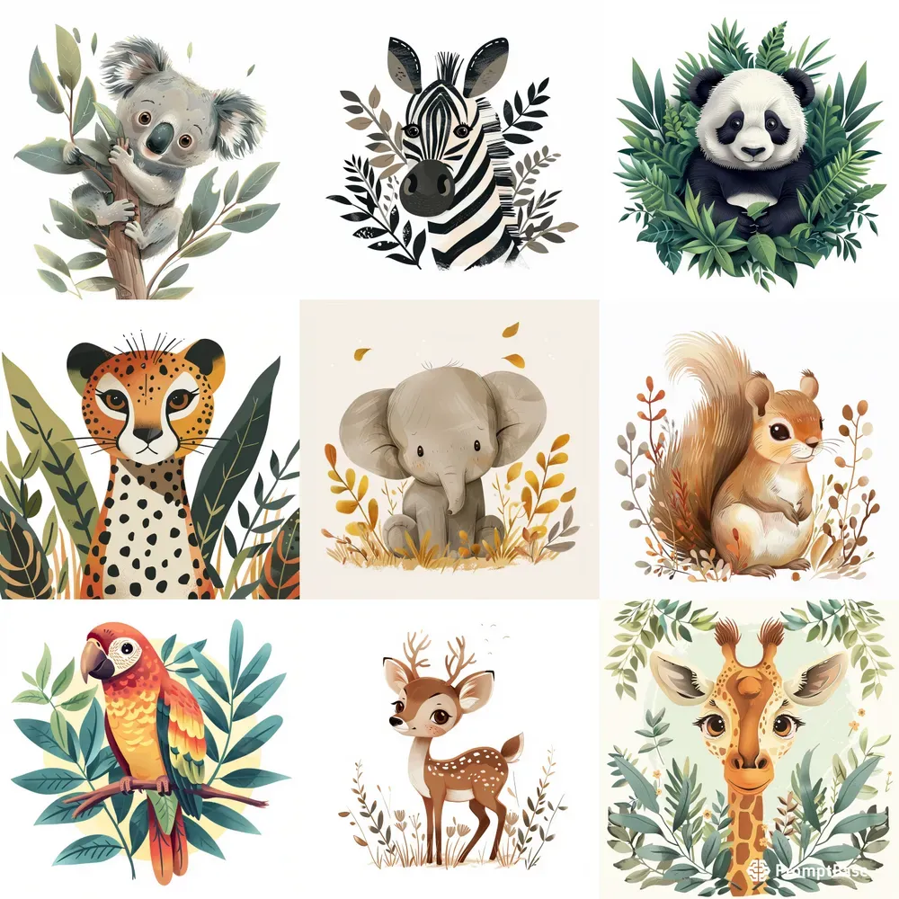 2D Animals Clipart Midjourney Prompt | PromptBase