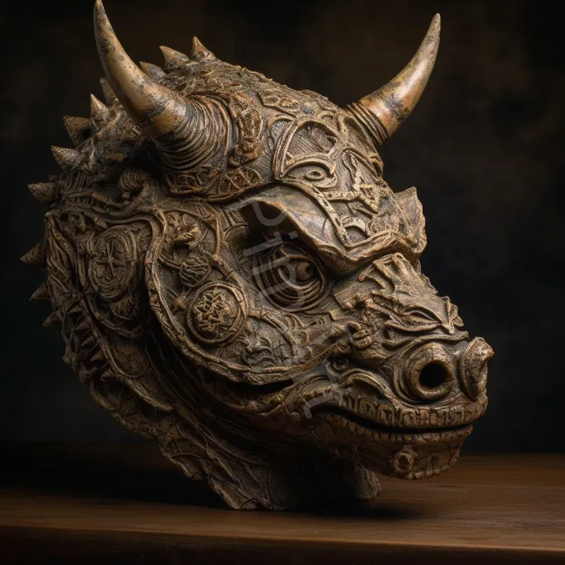 Sculptural Mask Designs For Stories Midjourney Prompt | PromptBase