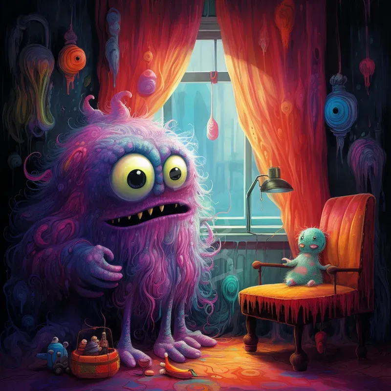 Childlike Monster Illustrations Midjourney Prompt | PromptBase