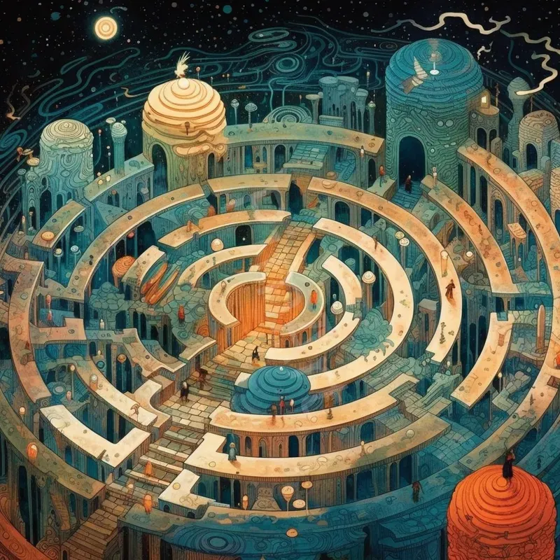 Thematic Labyrinth Art Midjourney Prompt | PromptBase