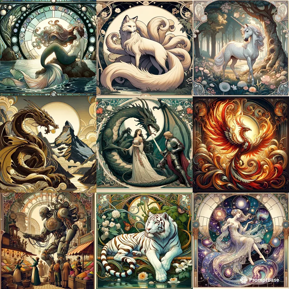 Mythical Realms Creatures Moments DALL·E Prompt | PromptBase