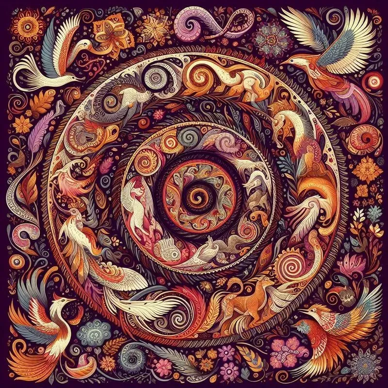 Folklore Fusion Pattern Illustrations DALL·E Prompt | PromptBase