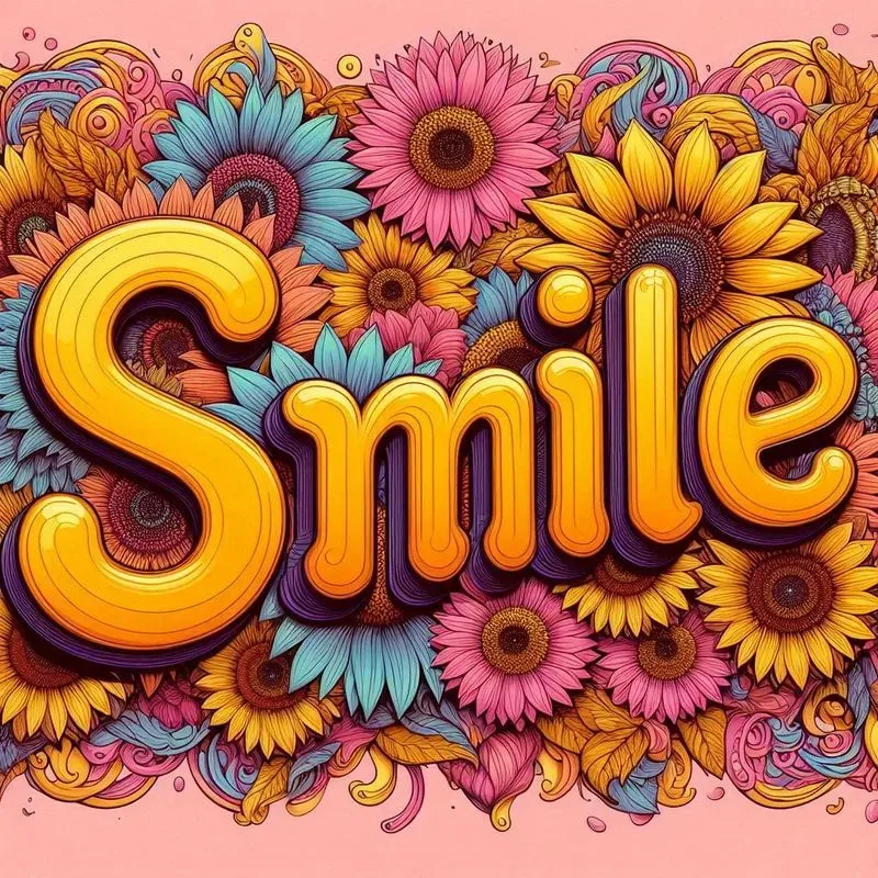 Cheerful Signs Made Of Blooming Flowers DALL·E Prompt | PromptBase