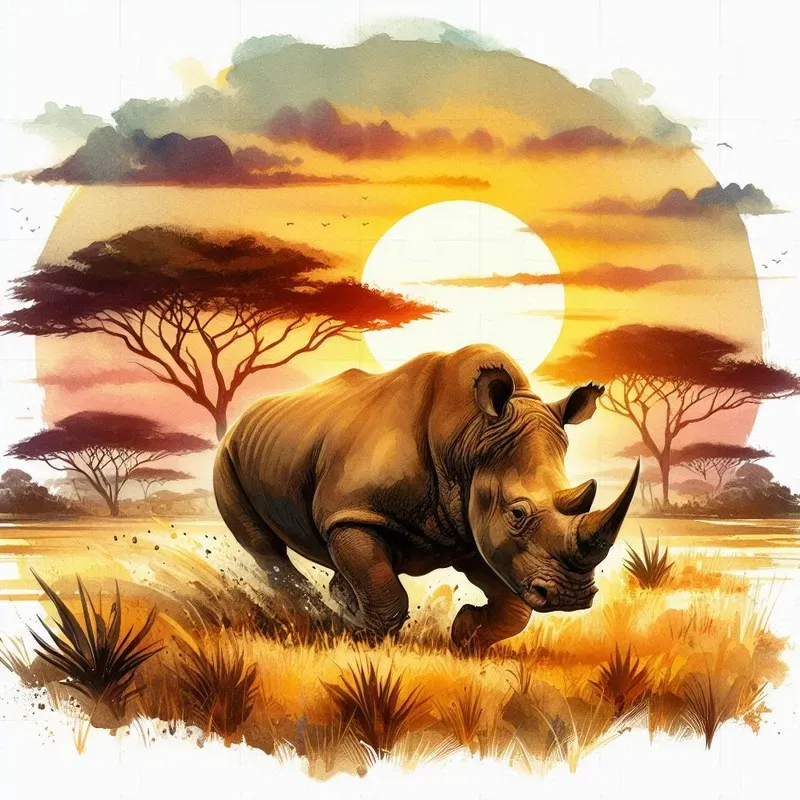 Watercolor Savannah Sunset Scenes DALL·E Prompt | PromptBase