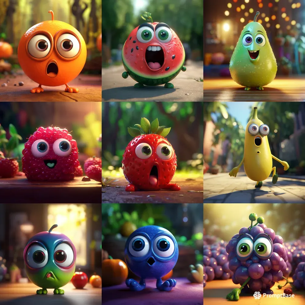 Funny Fruits With Big Eyes Midjourney Prompt | PromptBase