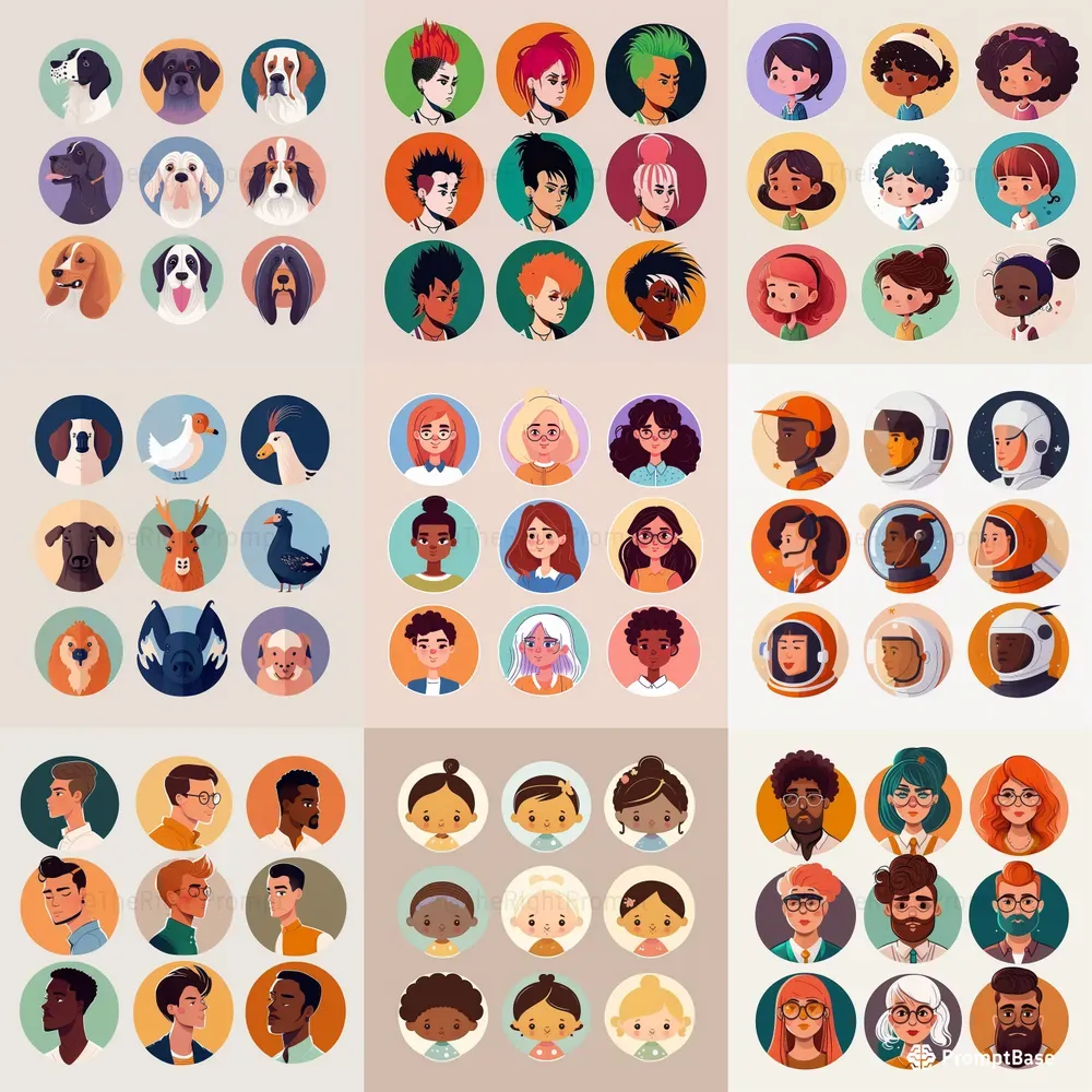 Modern Avatars Sets Midjourney Prompt | PromptBase