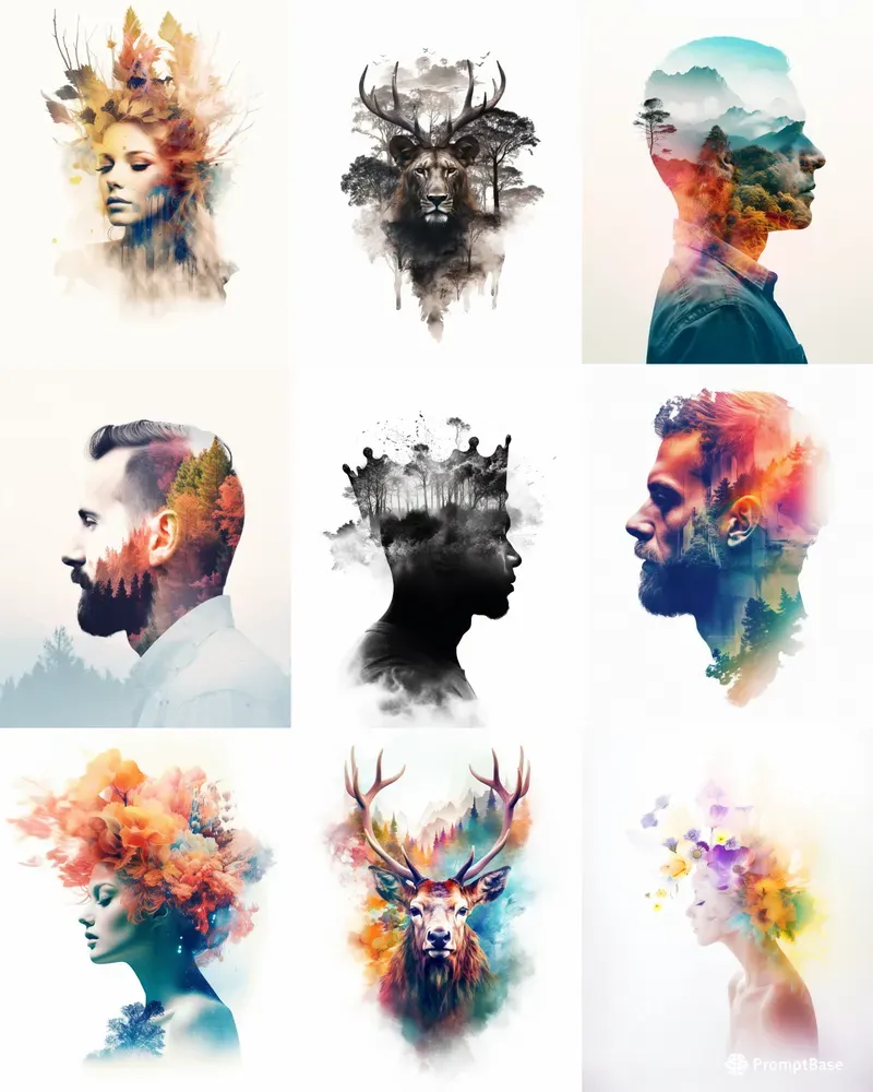 Double Exposure Photographs Midjourney Prompt | PromptBase