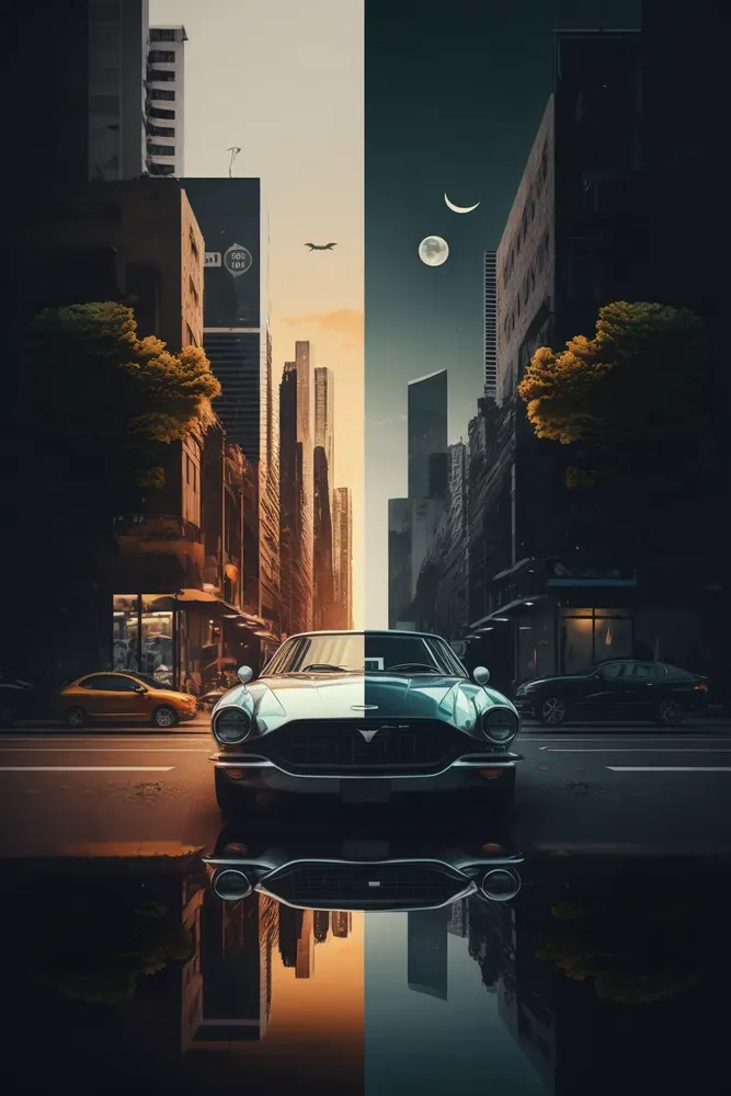 Car Duality Posters Midjourney Prompt | PromptBase