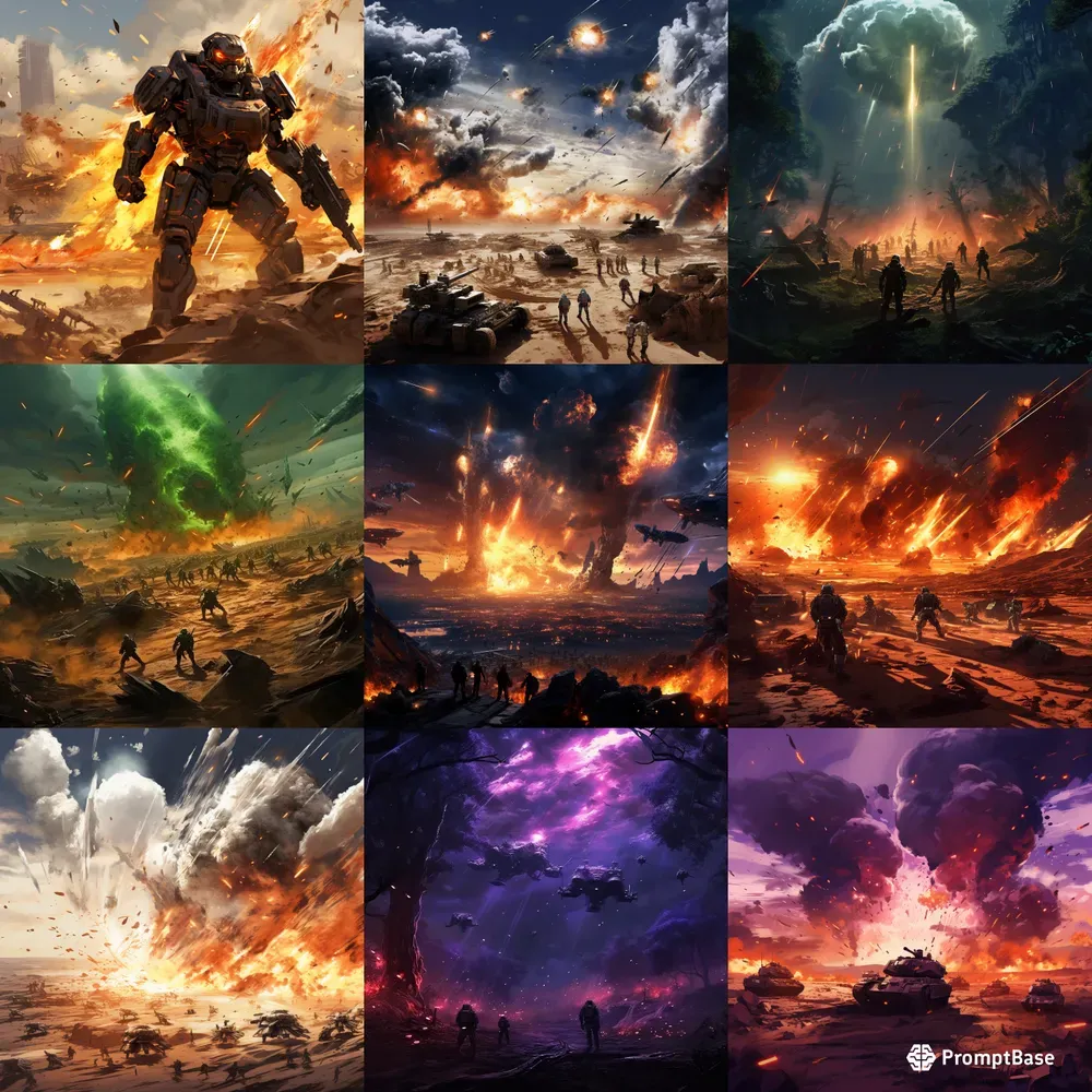 Concept Art Battlefield Landscapes Midjourney Prompt | PromptBase