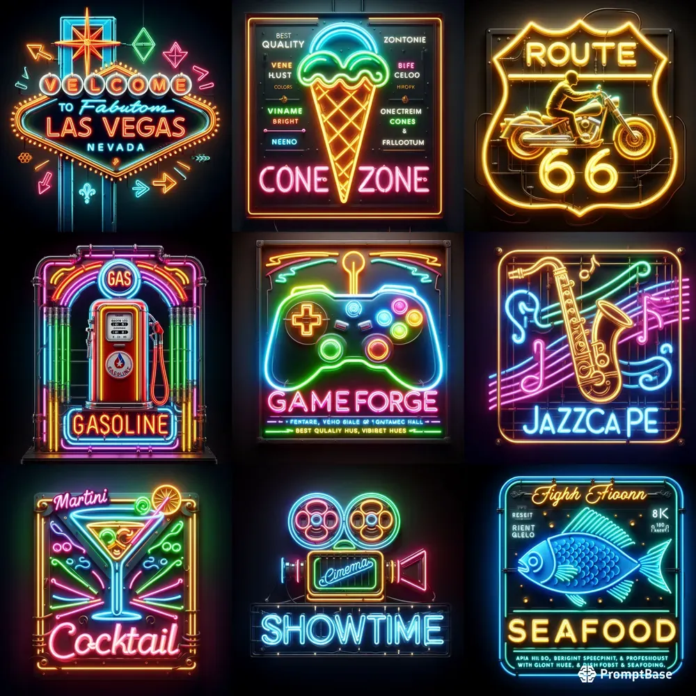 Neon Signs With Text DALL·E Prompt | PromptBase
