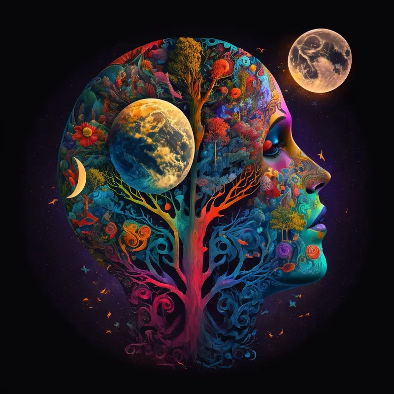 Psychedelic Humans Wallpapers Midjourney Prompt | PromptBase