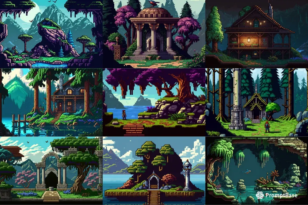 2D Game Level Location Art Midjourney Prompt | PromptBase