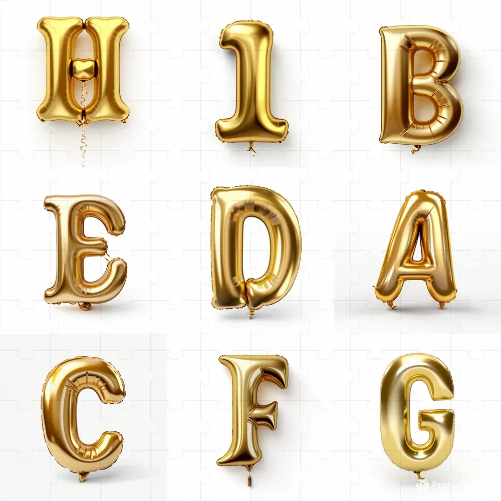 Metallic Foil Balloon Letters Art Designs Midjourney Prompt | PromptBase