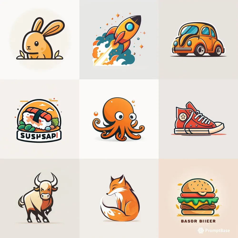 Minimalist And Cute Cartoon Logos Midjourney Prompt | PromptBase