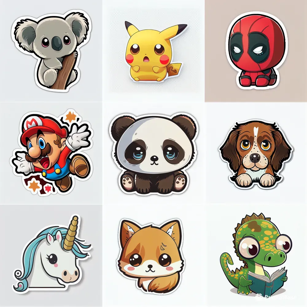 Cute Stickers 2D Midjourney Prompt | PromptBase