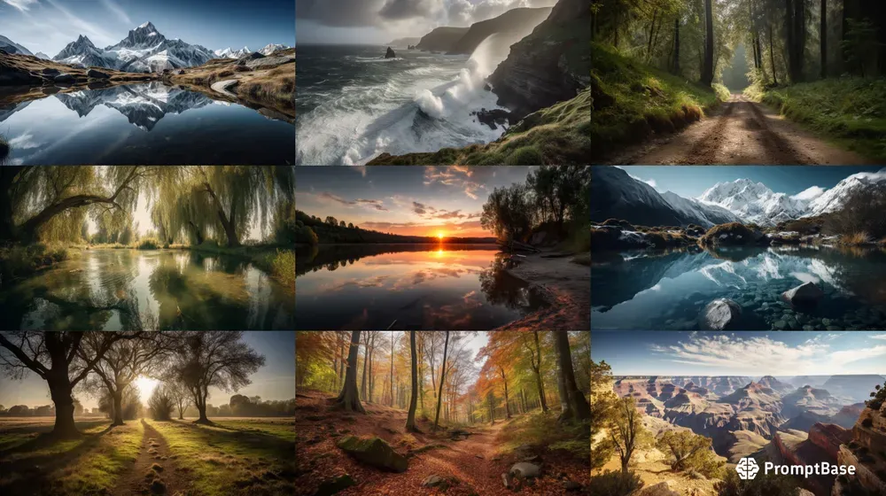 Landscape Scenery Photographs Midjourney Prompt | PromptBase