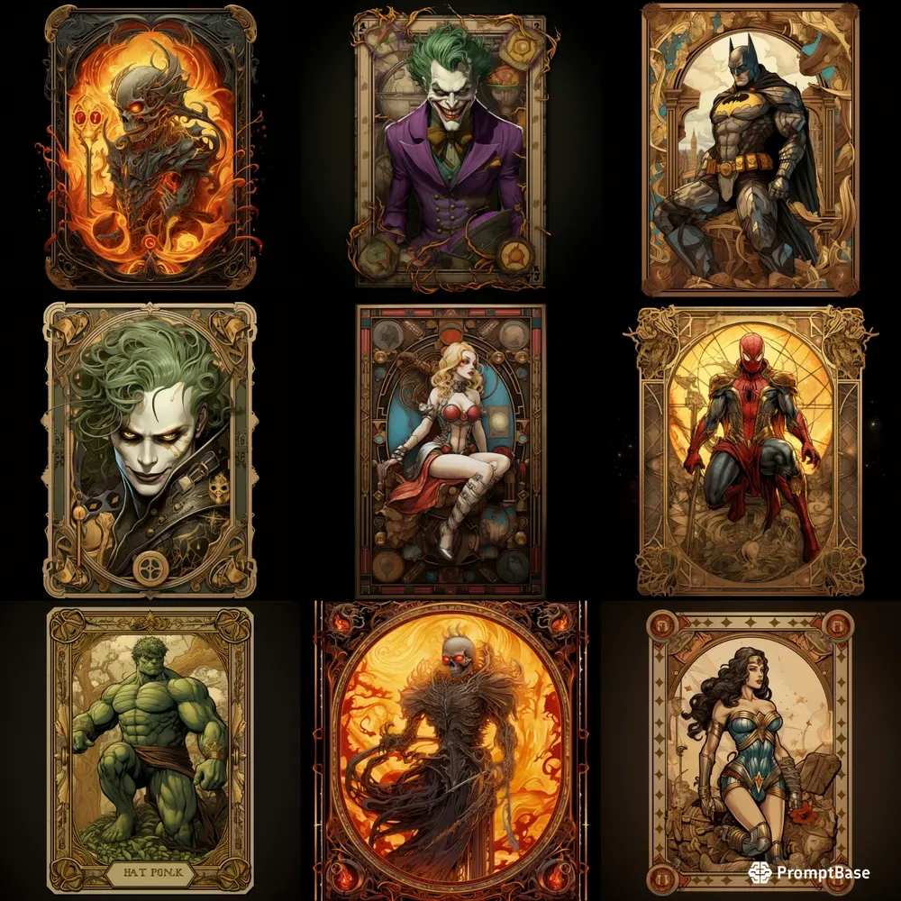Marvel And Dc Heroes And Villains Tarot Cards Midjourney Prompt ...