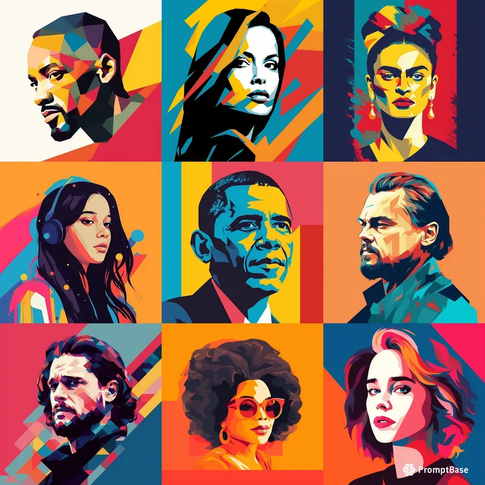Famous People Contemporary Illustrations Midjourney Prompt | PromptBase