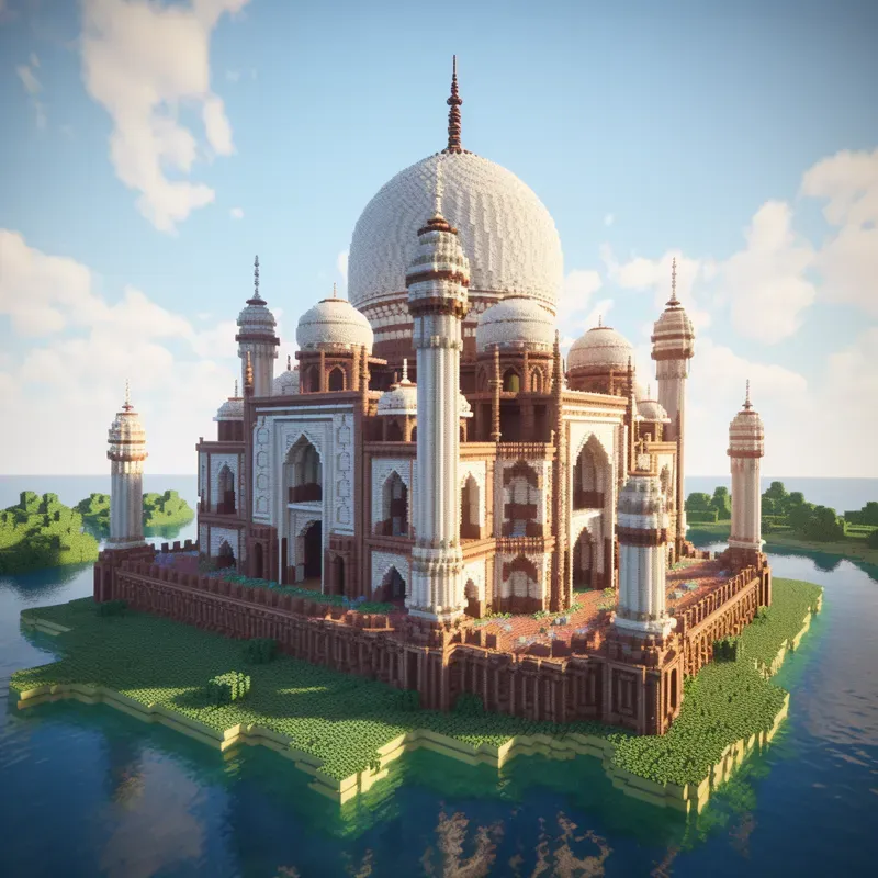 Minecraft Wonders Of Iconic Monuments Midjourney Prompt | PromptBase