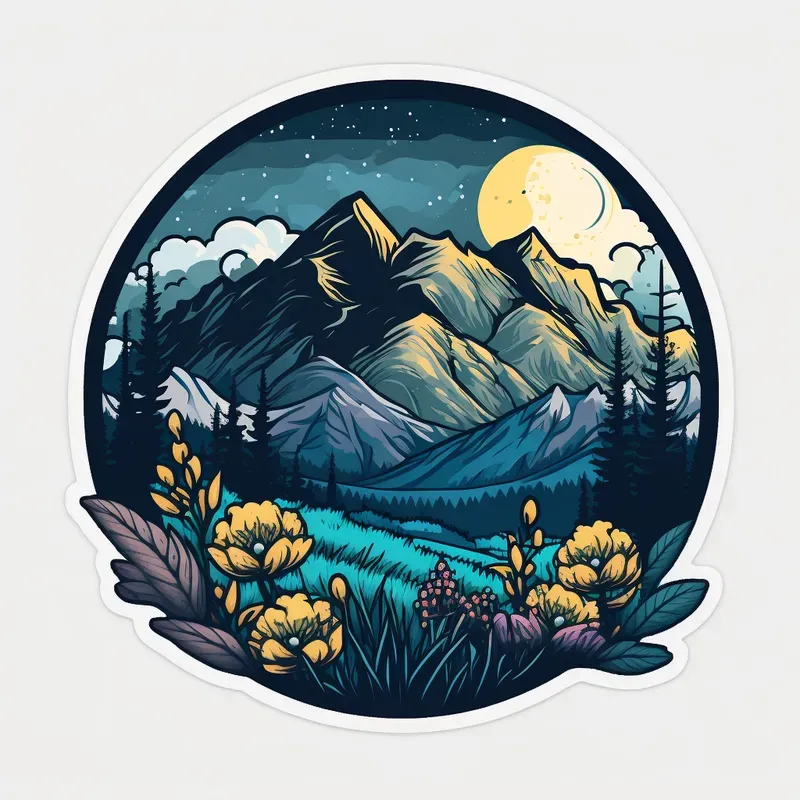 Landscape Sticker Illustrations Midjourney Prompt | PromptBase