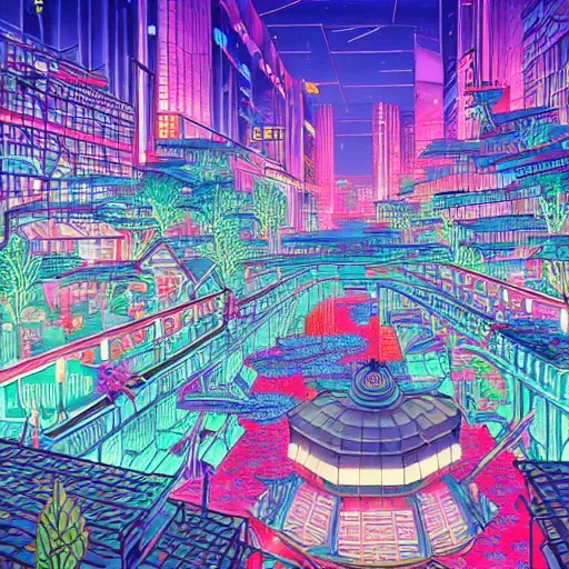 Psychedelic Japanese Cities Prompt | PromptBase
