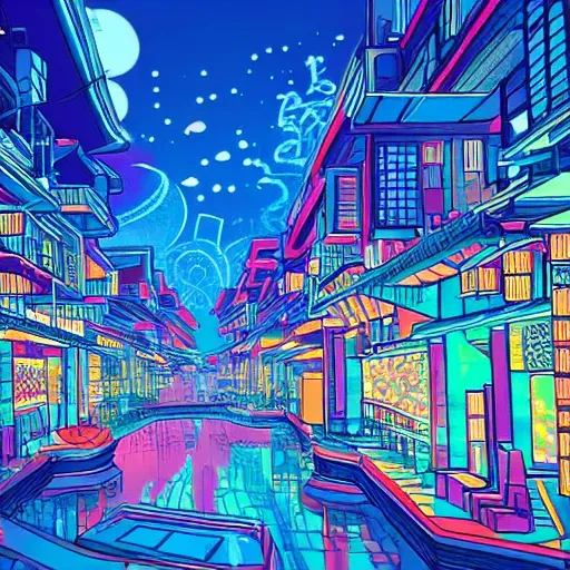 Psychedelic Japanese Cities Prompt | PromptBase