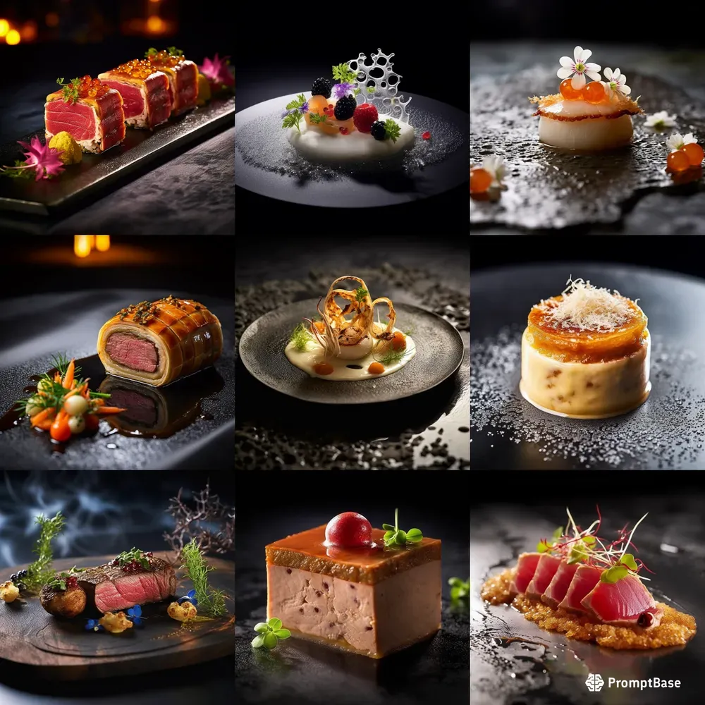 Michelin Star Plates Foods Midjourney Prompt | PromptBase