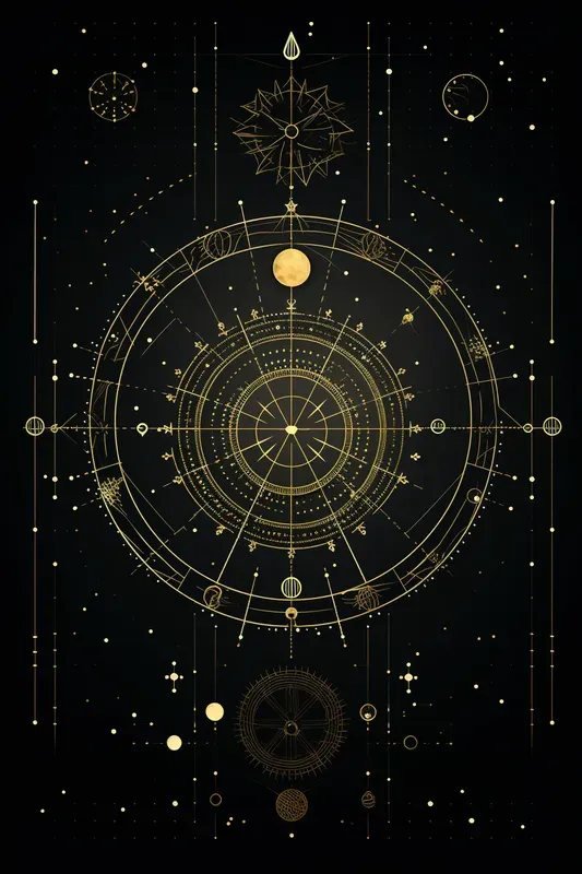 Celestial Geometry Minimalist Artistry Midjourney Prompt | PromptBase