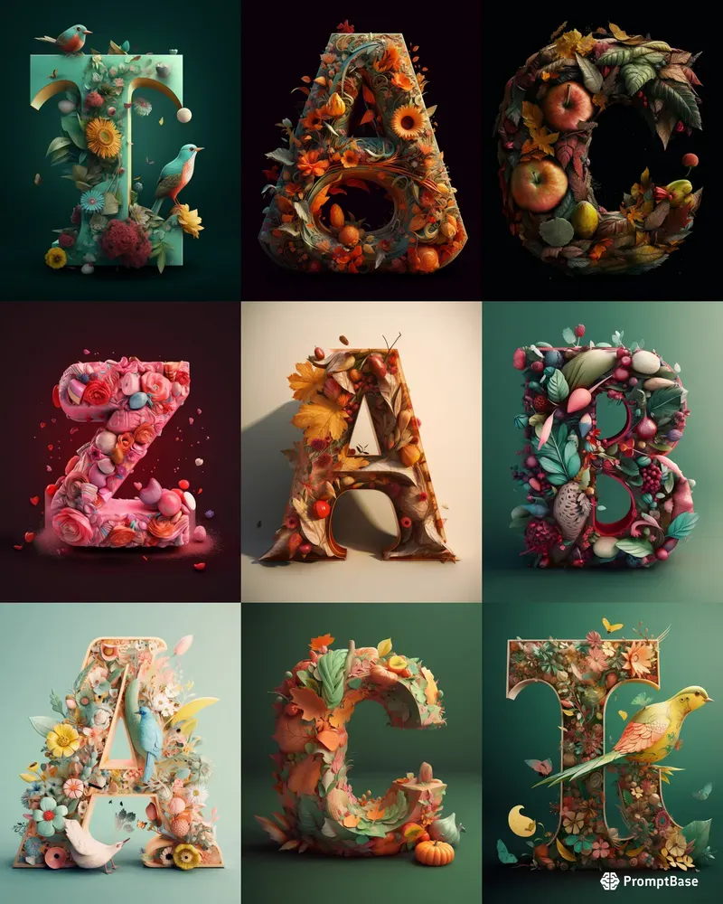 Vibrant 3D Rendered Letters Midjourney Prompt | PromptBase