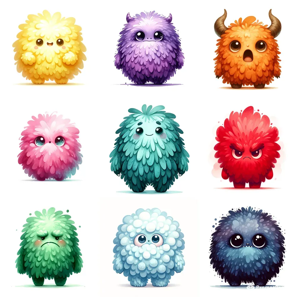 Cute Emotion Monsters DALL·E Prompt | PromptBase