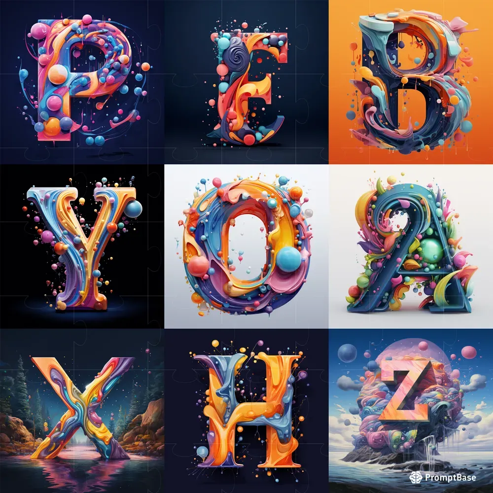Colorful Letter Bubbles And Rainbows Midjourney Prompt | PromptBase