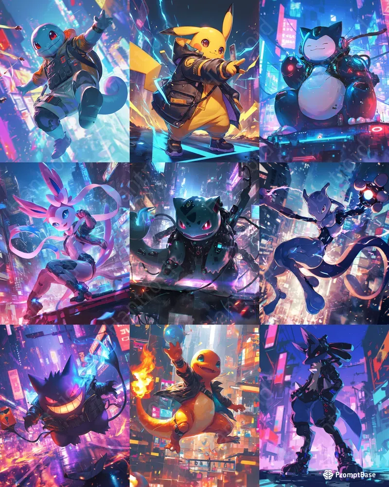 Epic Cyberpunk Pokemon Fusions Midjourney Prompt | PromptBase