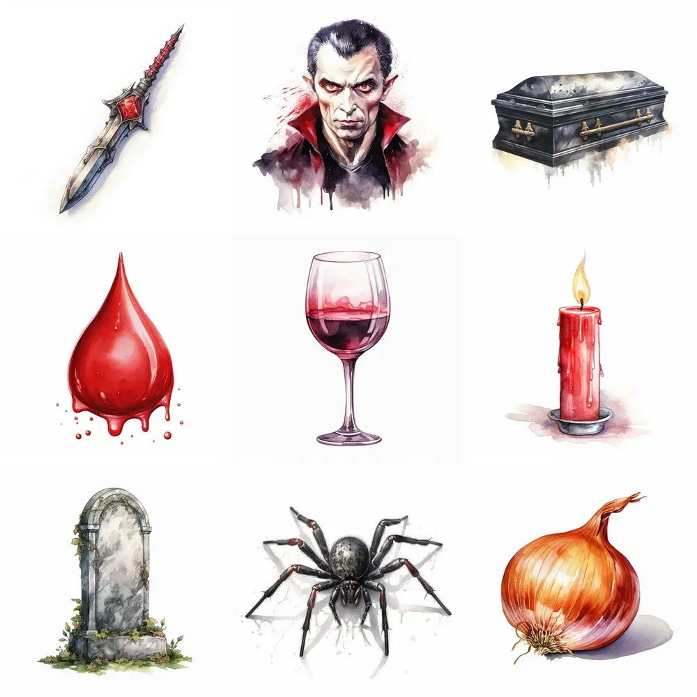 Vampire Watercolor Clipart Halloween Art Midjourney Prompt | PromptBase