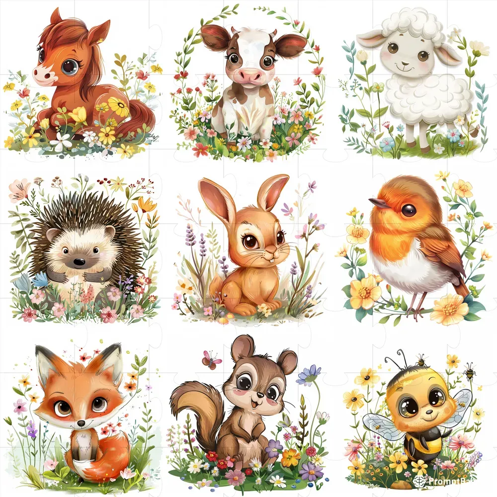 Cute Spring Animals Clip Art Midjourney Prompt | PromptBase