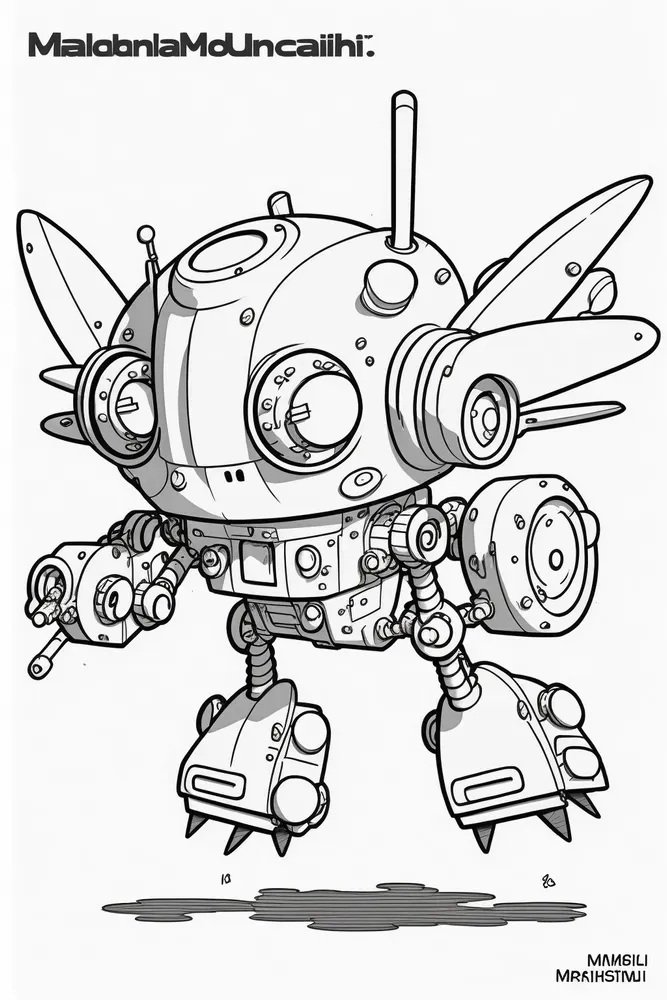 Mech Suit Characters Coloring Book Pages Midjourney Prompt | PromptBase