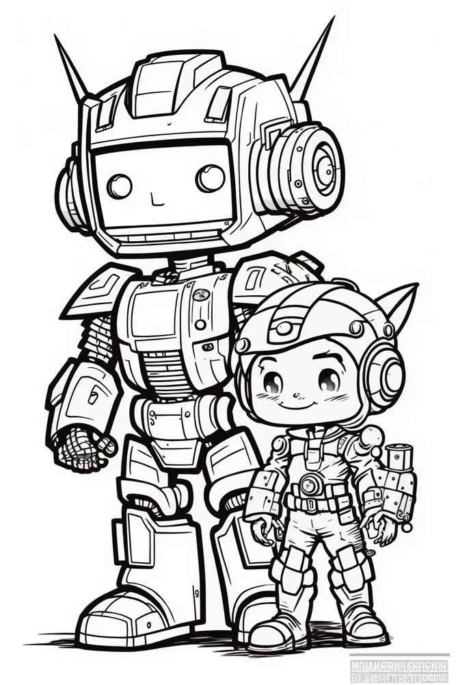 Mech Suit Characters Coloring Book Pages Midjourney Prompt | PromptBase