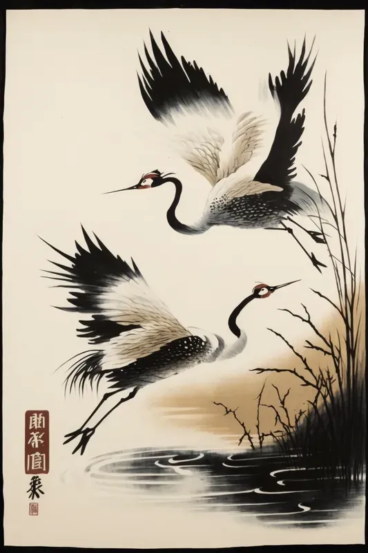 Traditional Chinese Scroll Bird Wallarts Midjourney Prompt | PromptBase