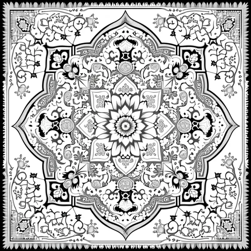Persian Rug Inspired Coloring Book Pages Midjourney Prompt | PromptBase