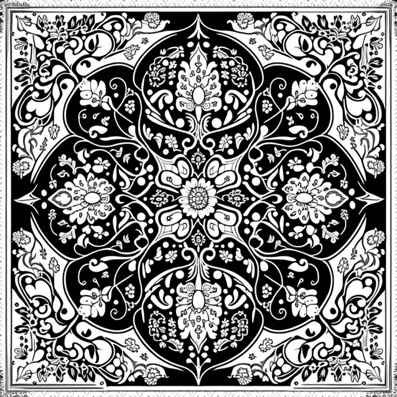 Persian Rug Inspired Coloring Book Pages Midjourney Prompt | PromptBase