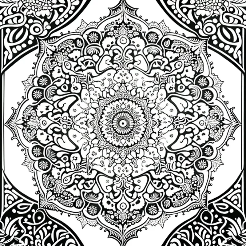 Persian Rug Inspired Coloring Book Pages Midjourney Prompt | PromptBase