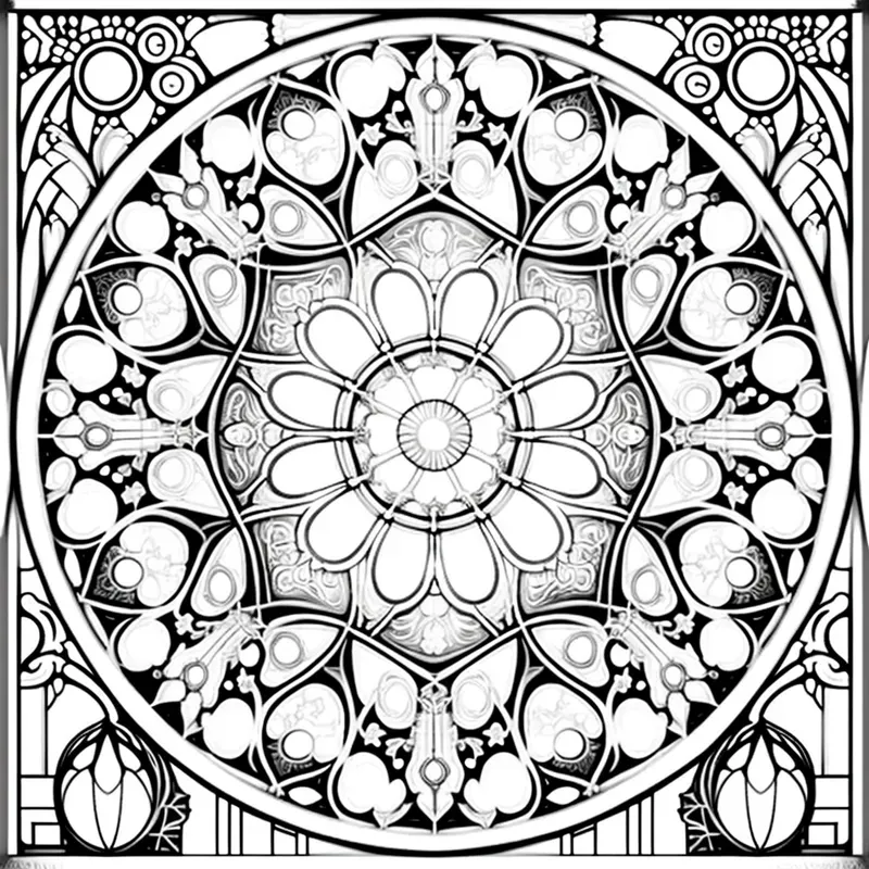 Elegant Stained Glass Coloringbook Pages Midjourney Prompt | PromptBase