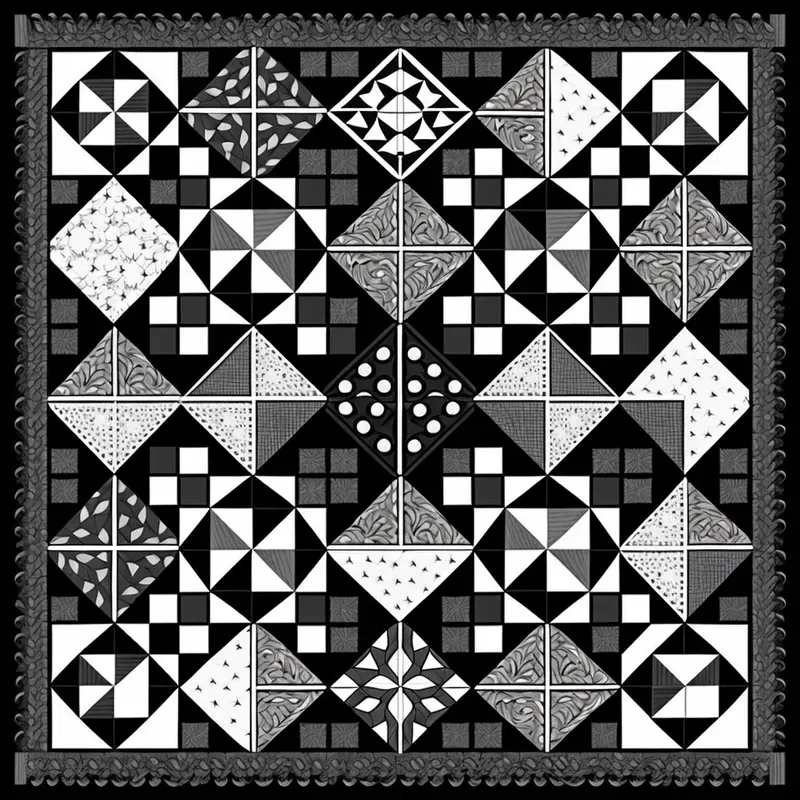 Beautiful Patchwork Quilt Coloring Pages Midjourney Prompt | PromptBase