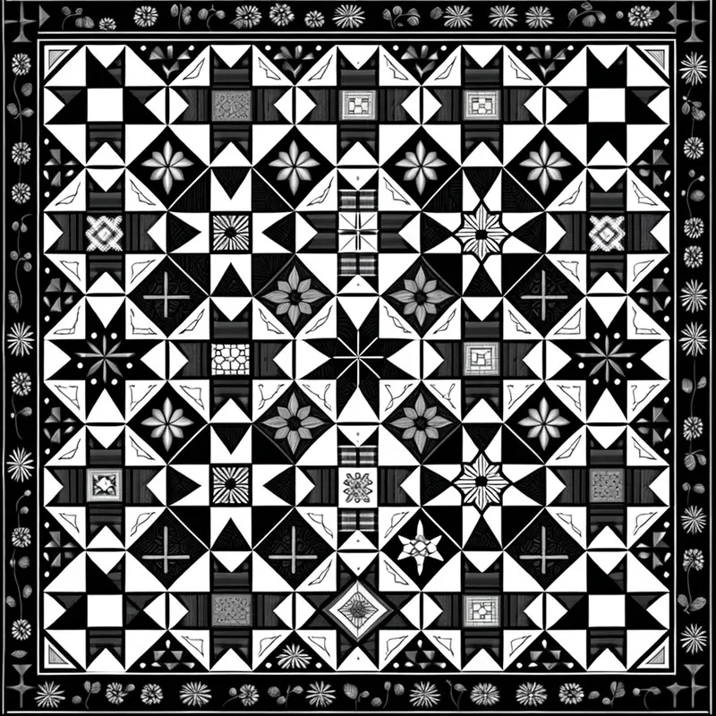 Beautiful Patchwork Quilt Coloring Pages Midjourney Prompt | PromptBase