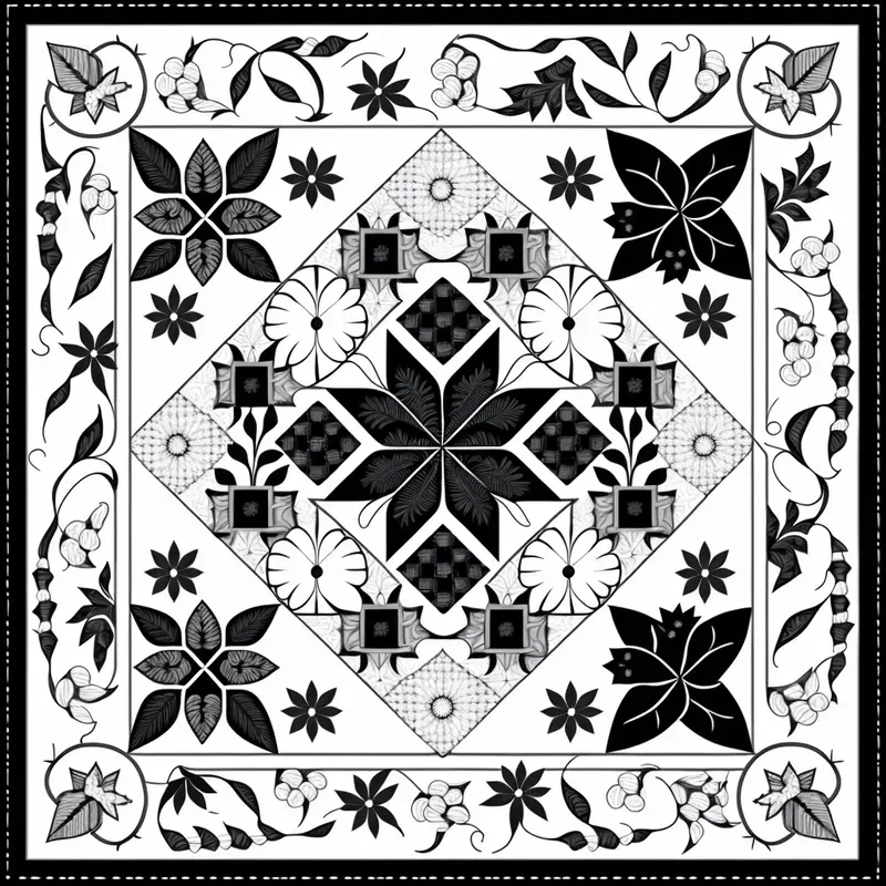 Beautiful Patchwork Quilt Coloring Pages Midjourney Prompt | PromptBase